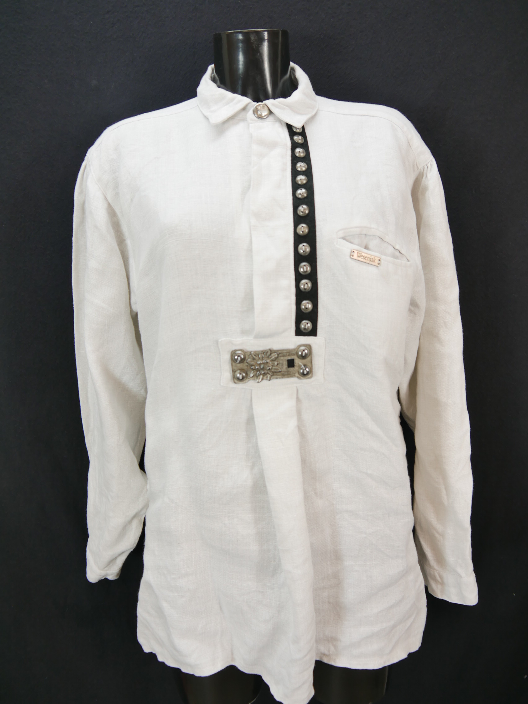 Gr.M Trachtenhemd Wesenjak Tirol weiß Leinen mit Edelweißschliese Hemd ...