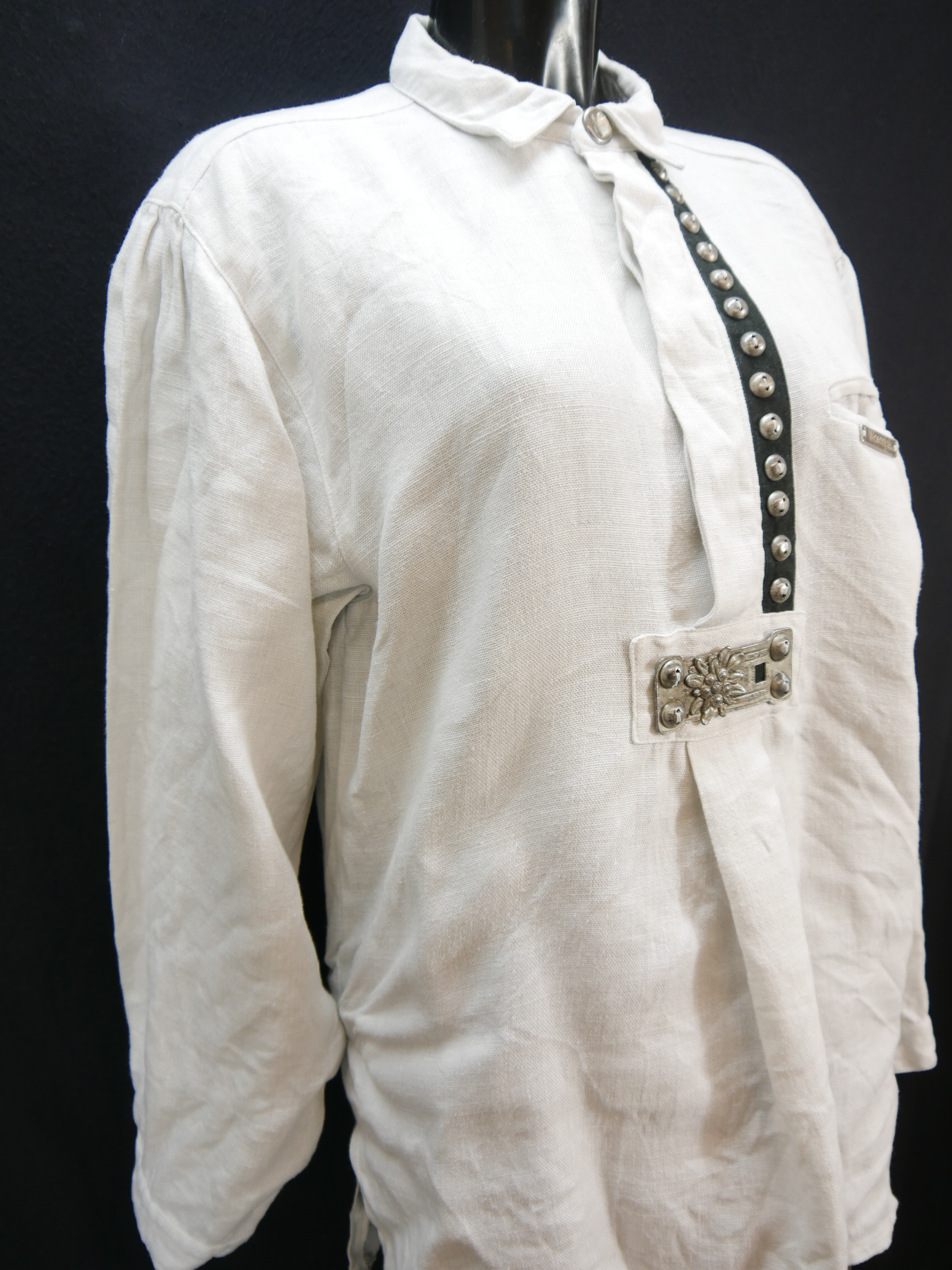 Gr.M Trachtenhemd Wesenjak Tirol weiß Leinen mit Edelweißschliese Hemd ...