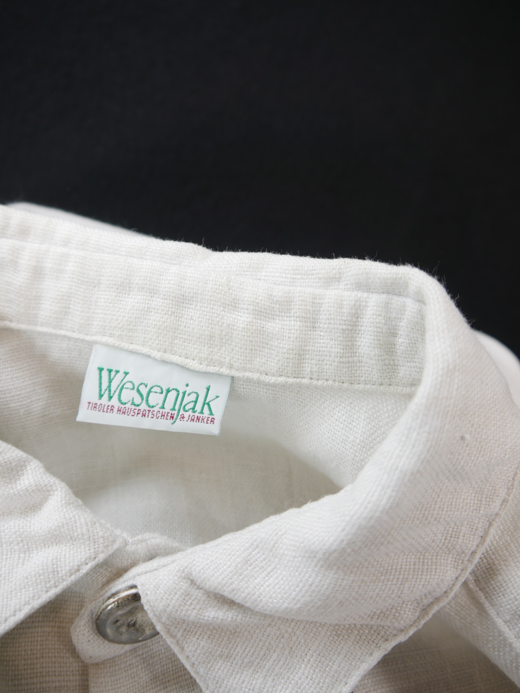 Gr.M Trachtenhemd Wesenjak Tirol weiß Leinen mit Edelweißschliese Hemd ...