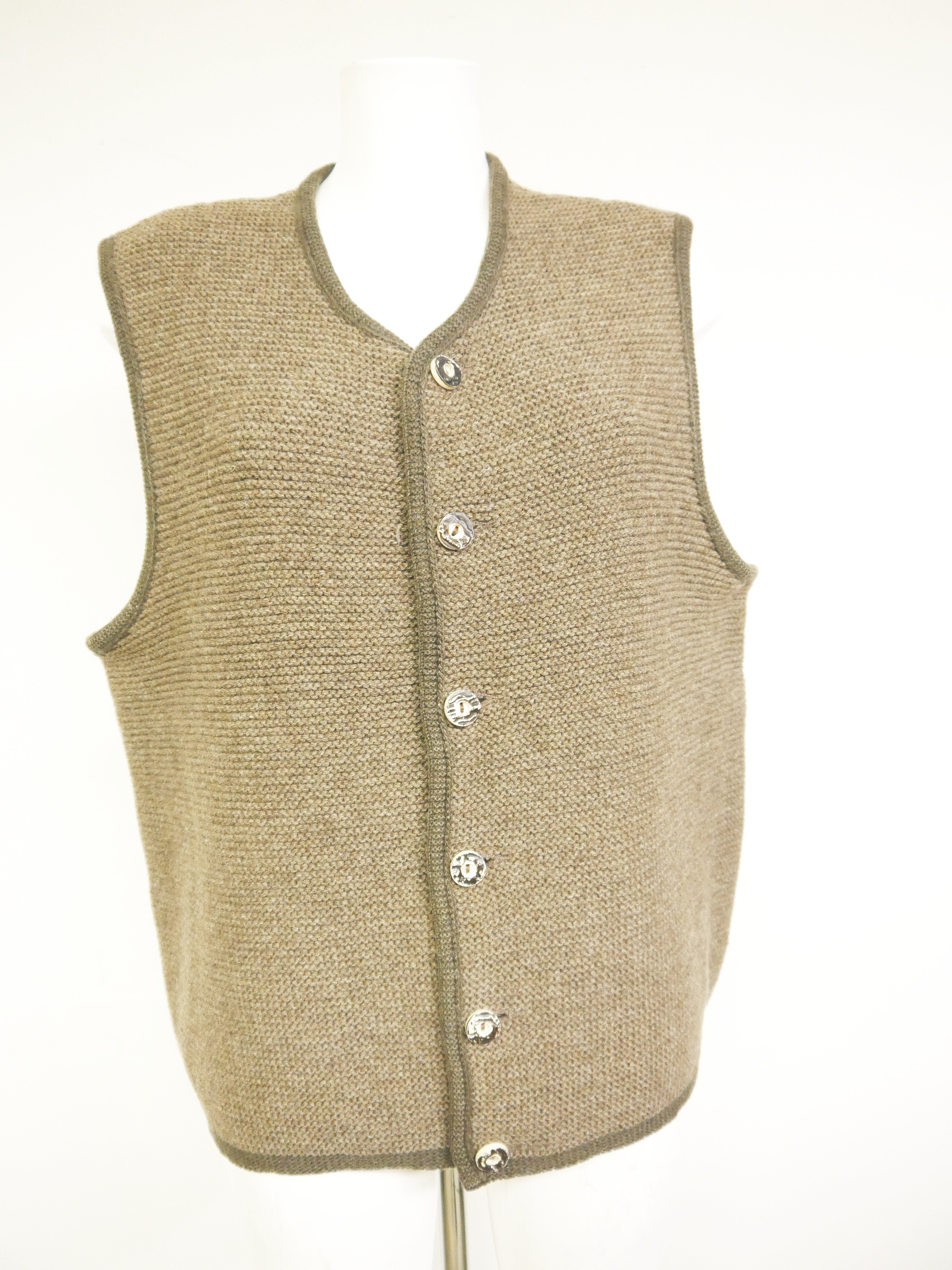 St.Peter Trachten braun Schurwolle mit Borte Herren Weste Strickweste Gr.52