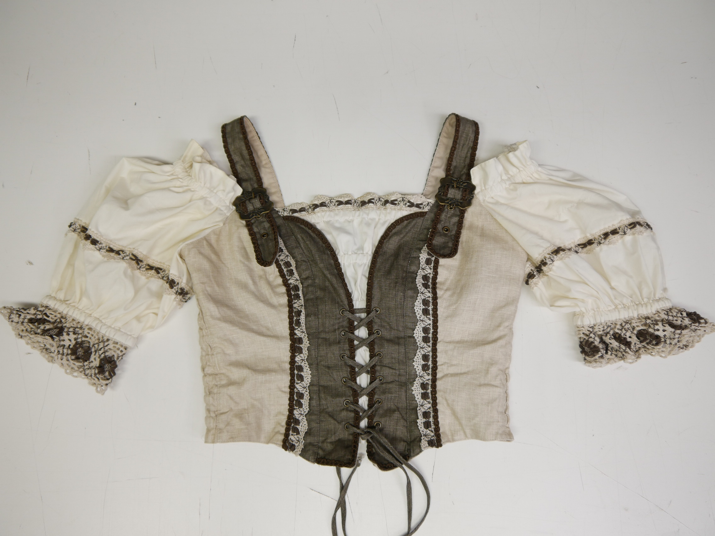 Trachtenmieder mit Schnürung Spitze Stretch und Trägern Landhaus Mieder Gr.40 - Trachtenecke